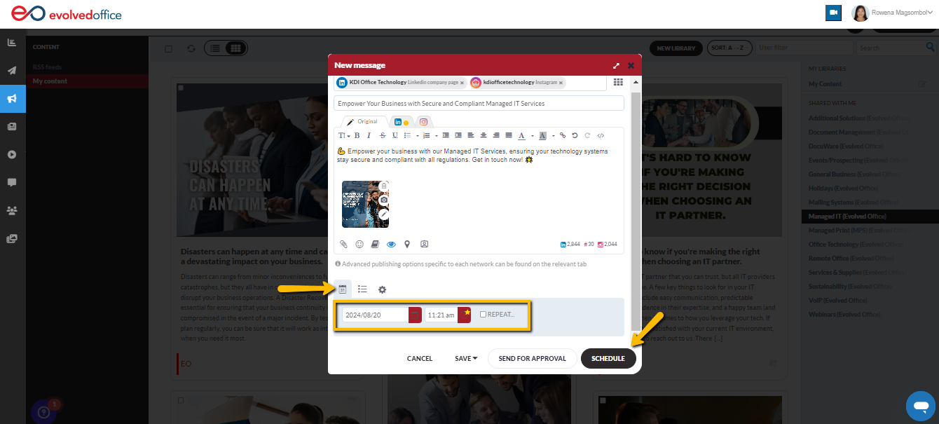 How to Schedule Social Media Posts Using eoSocial – Evolved Office Help Center